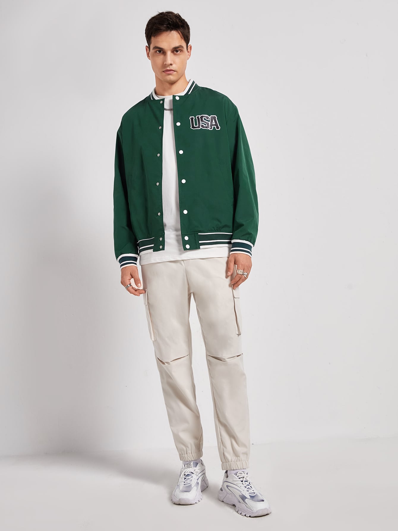 Manfinity Men Letter Graphic Varsity Jacket | SHEIN UK