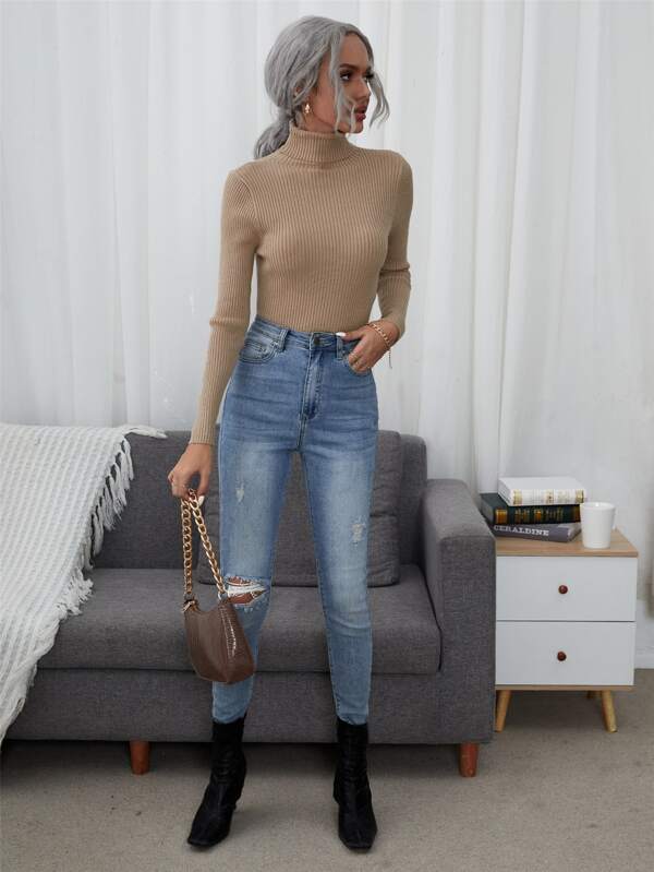 SHEIN BIZwear High Neck Solid Sweater | SHEIN USA