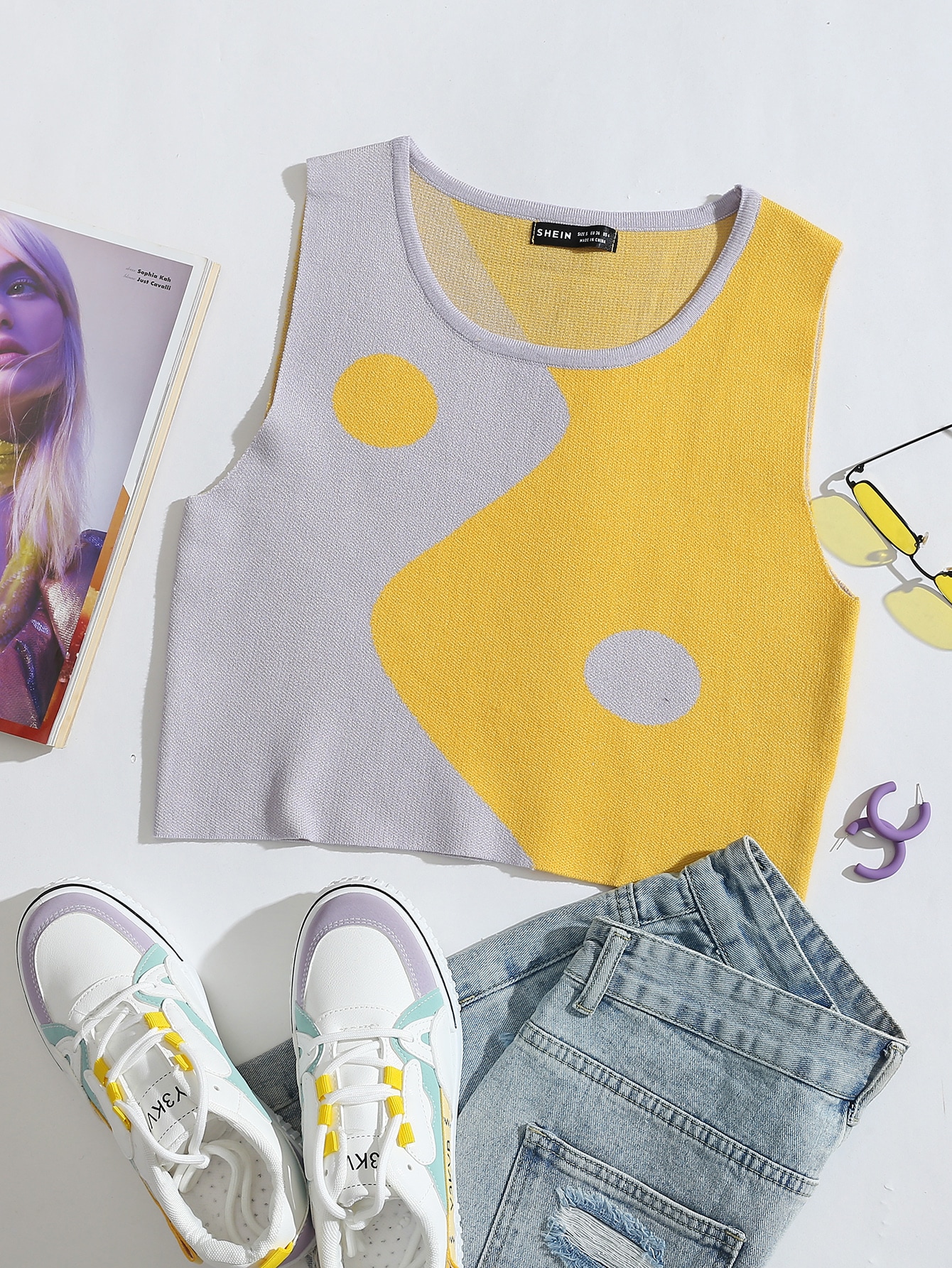 SHEIN EZwear Chaleco de punto con patrón de Yin y Yang | Moda de Mujer | SHEIN México