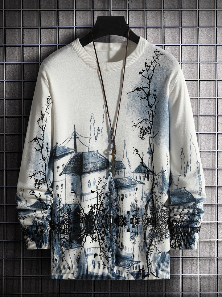 Manfinity Hypemode Men Ink Painting Pattern Jumper | SHEIN UK
