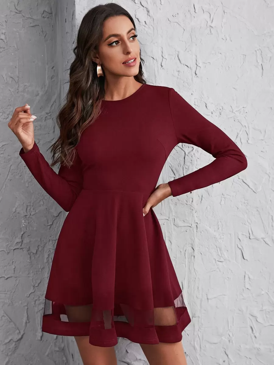 SHEIN Mesh Insert Dress | SHEIN USA