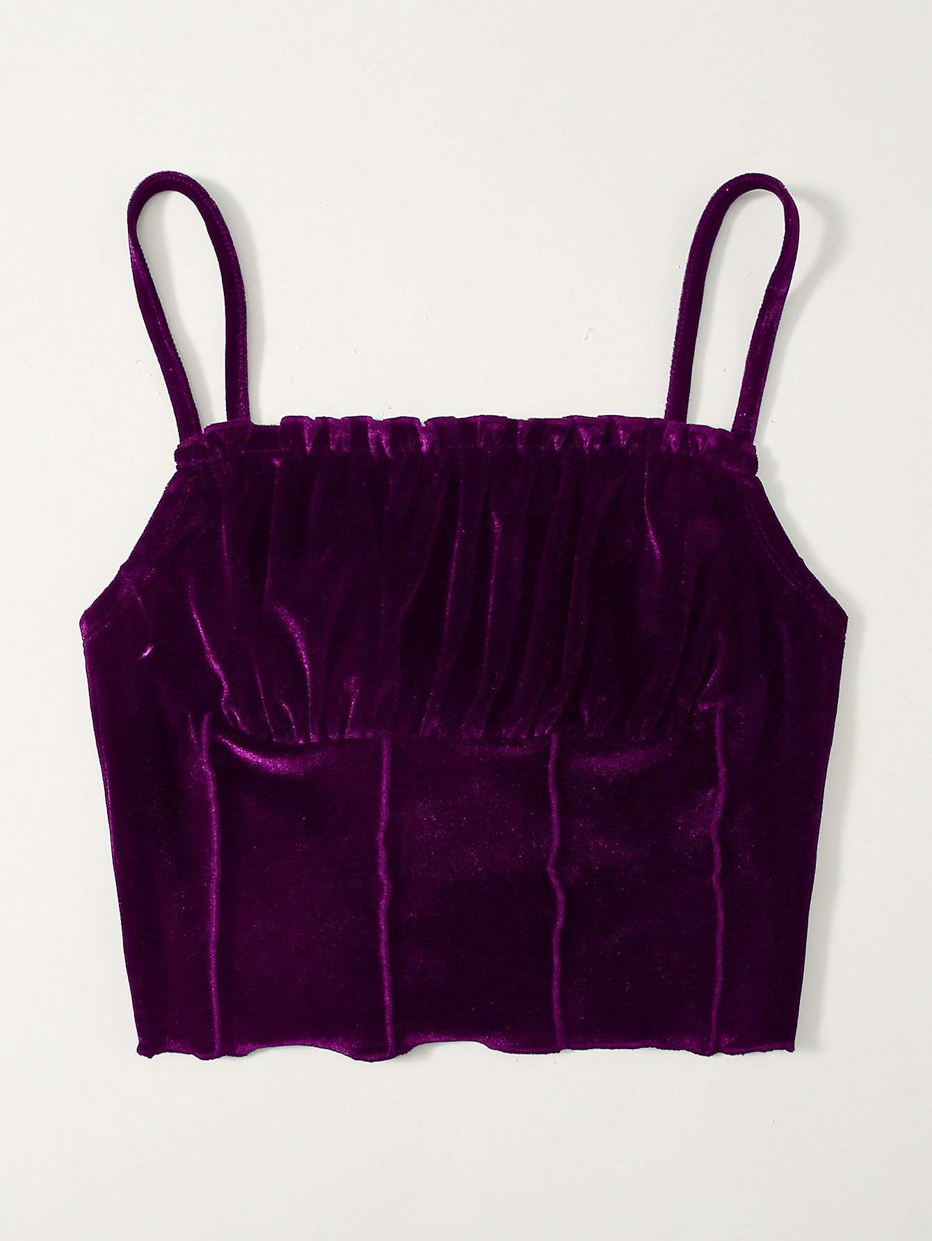 SHEIN Plus Ruched Bust Velvet Crop Cami Top