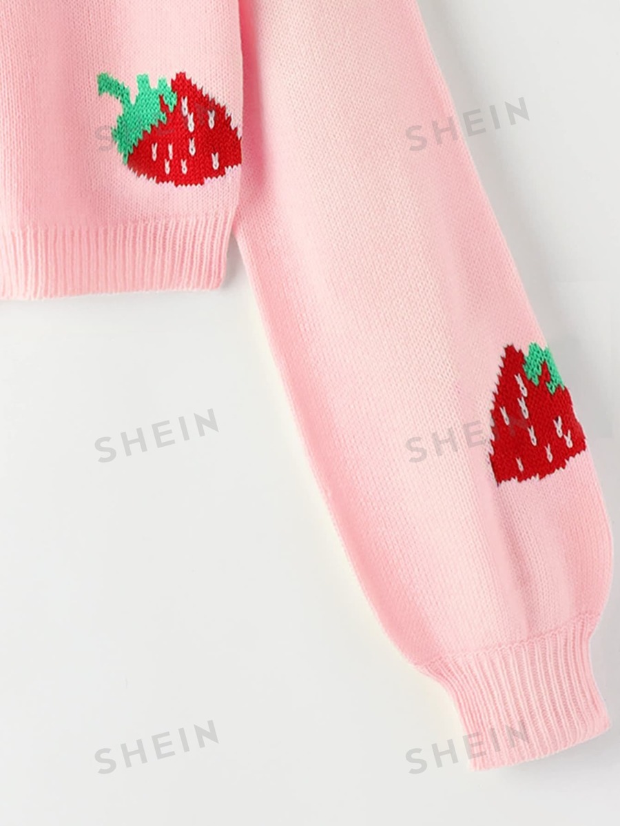 SHEIN Qutie Strawberry Pattern Cardigan | SHEIN