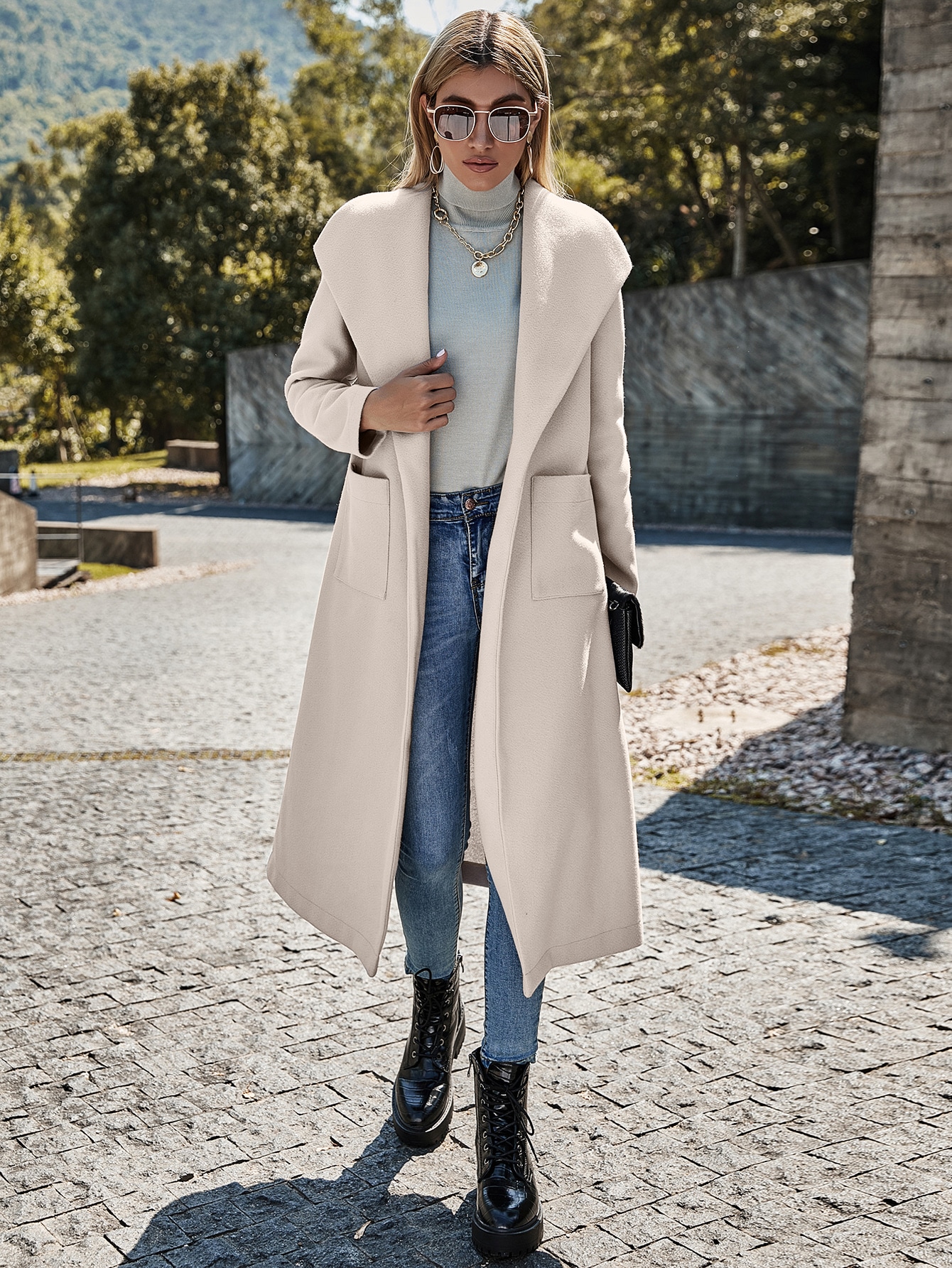 Dual Pocket Self Tie Overcoat