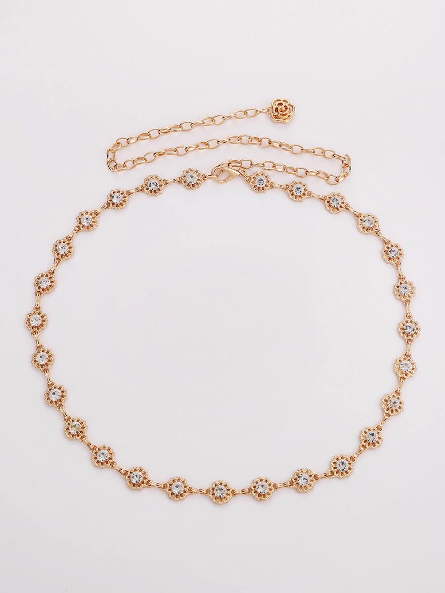 Rhinestone Flower Chain Belt | SHEIN USA