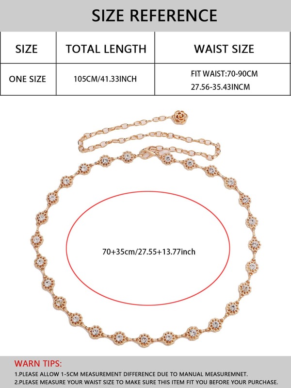 Rhinestone Flower Chain Belt | SHEIN USA