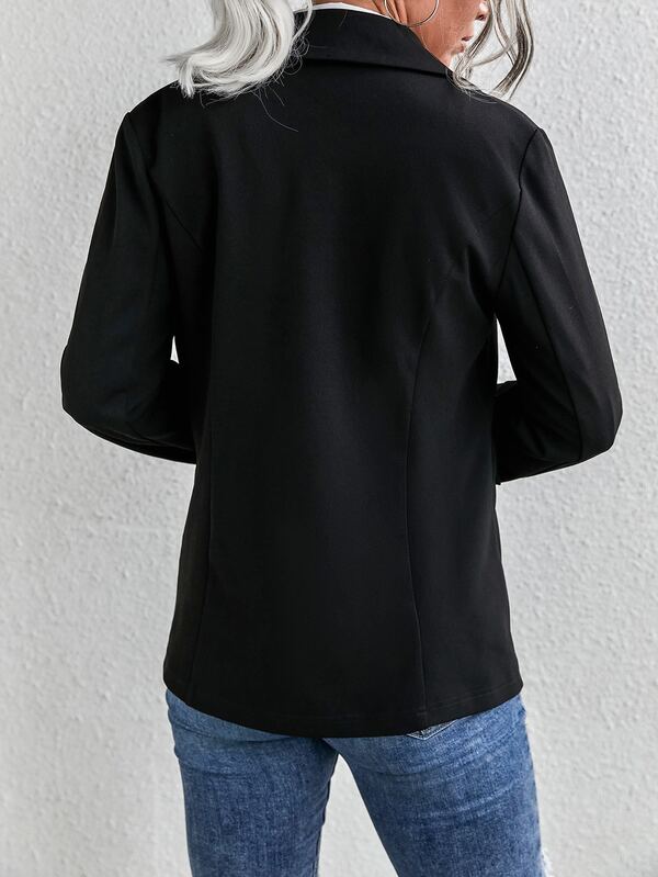 Double Button Flap Detail Lapel Neck Blazer | SHEIN USA