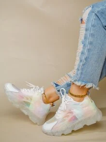 Lace-up Front Low Top Chunky Sneakers | SHEIN USA