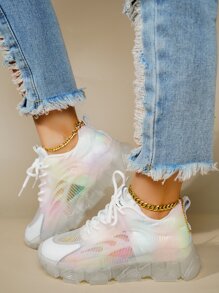 Lace-up Front Low Top Chunky Sneakers | SHEIN USA