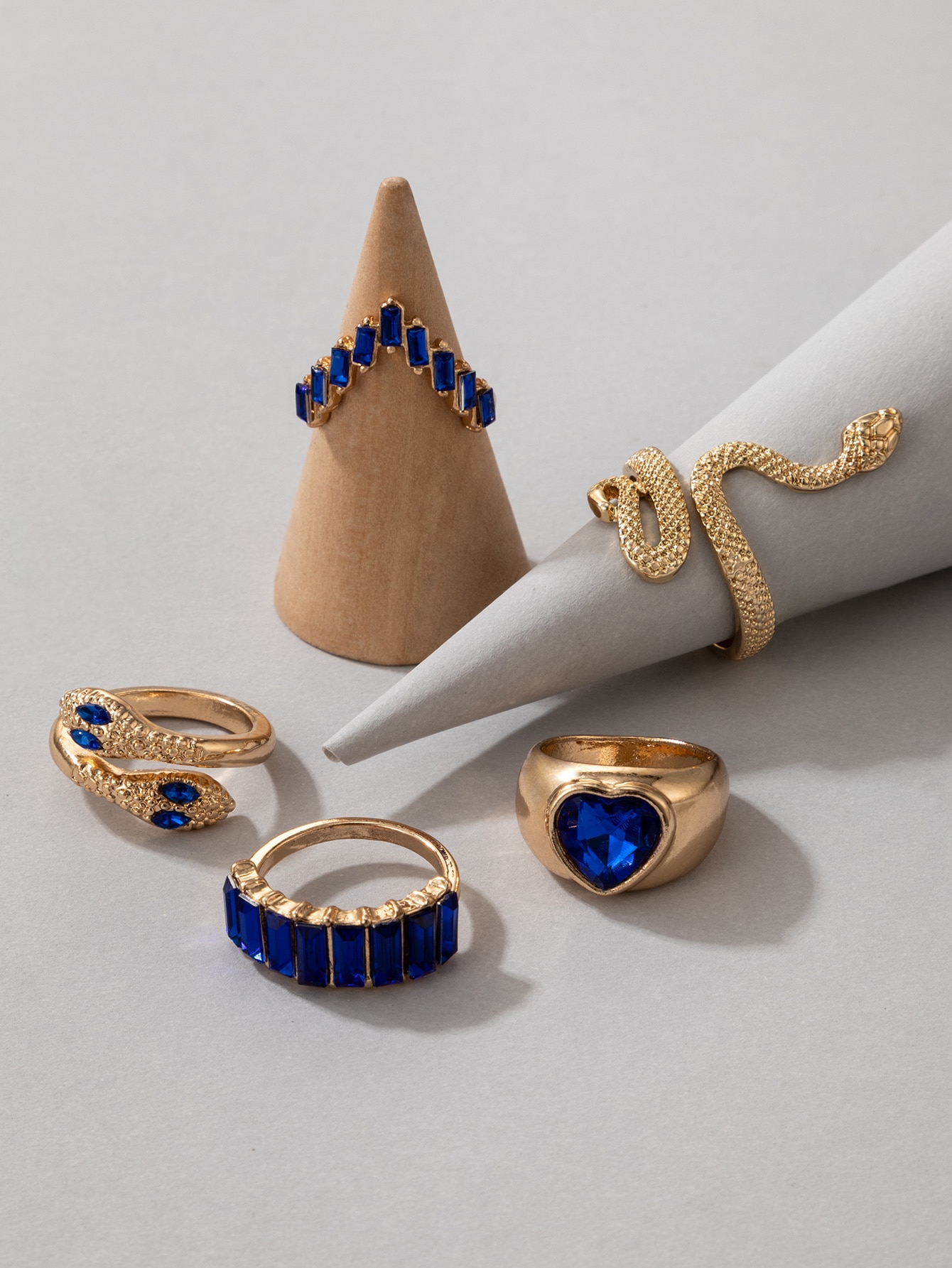 5pcs Rhinestone Decor Ring