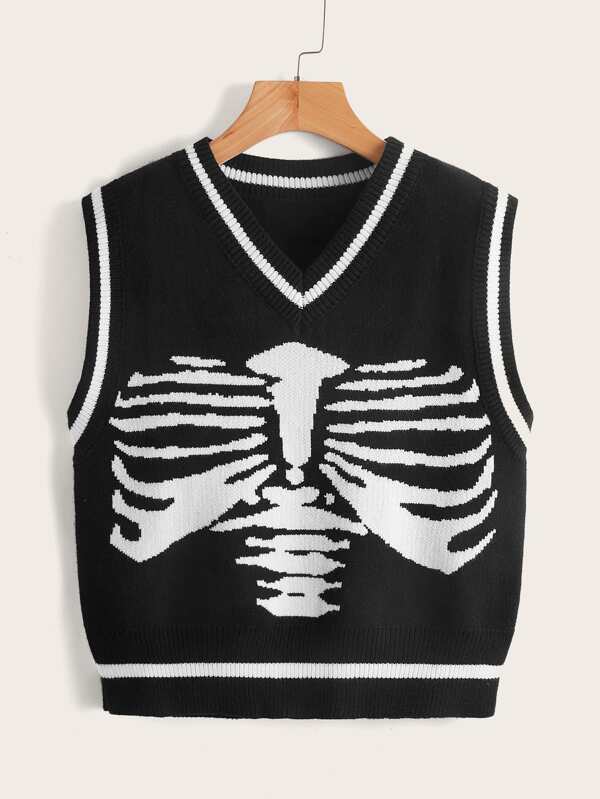 Skull Pattern Knit Top | SHEIN USA