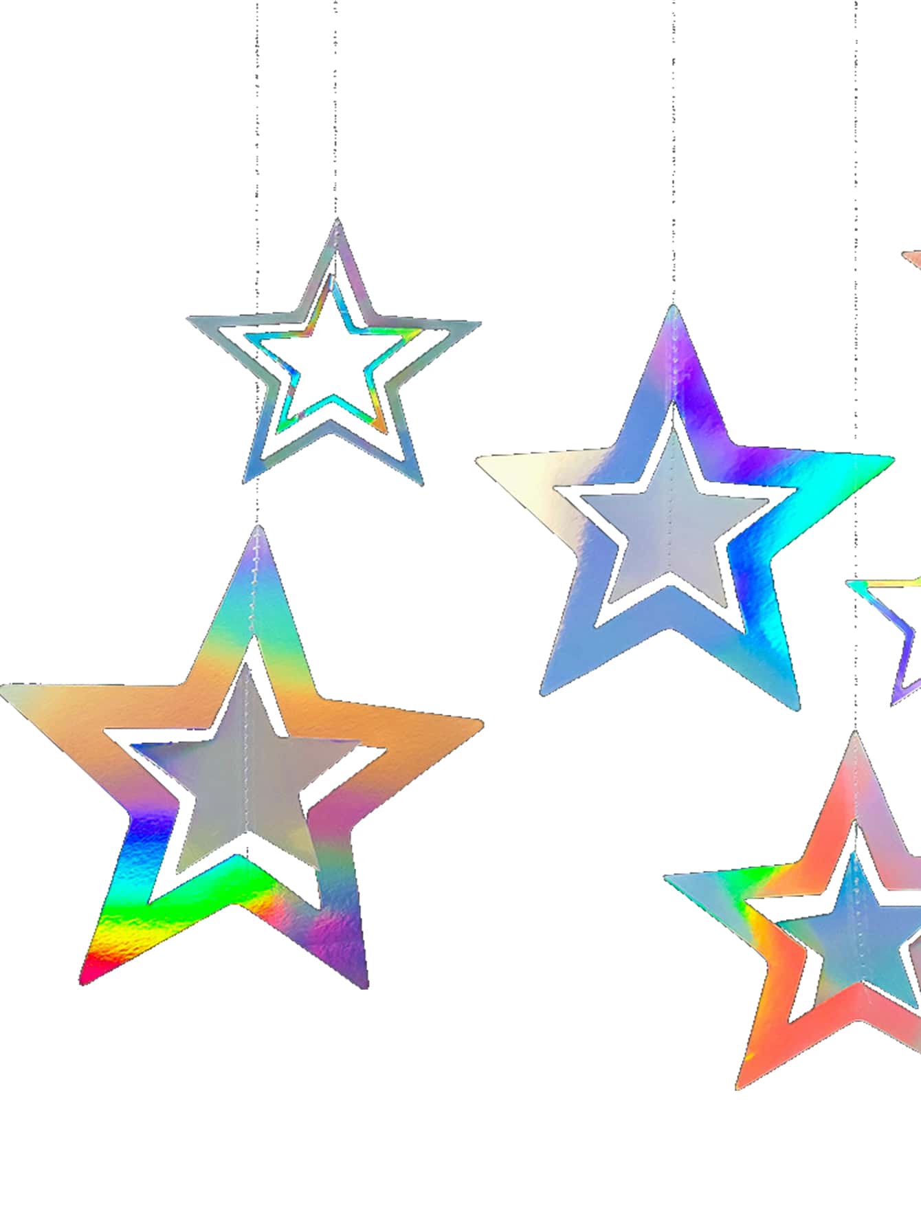 7pcs Reusable Paper Metallic Star Streamer,Romantic Star Shaped Hanging ...