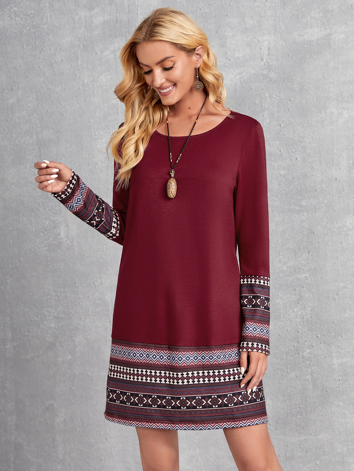 EMERY ROSE Geo Print Tee Dress