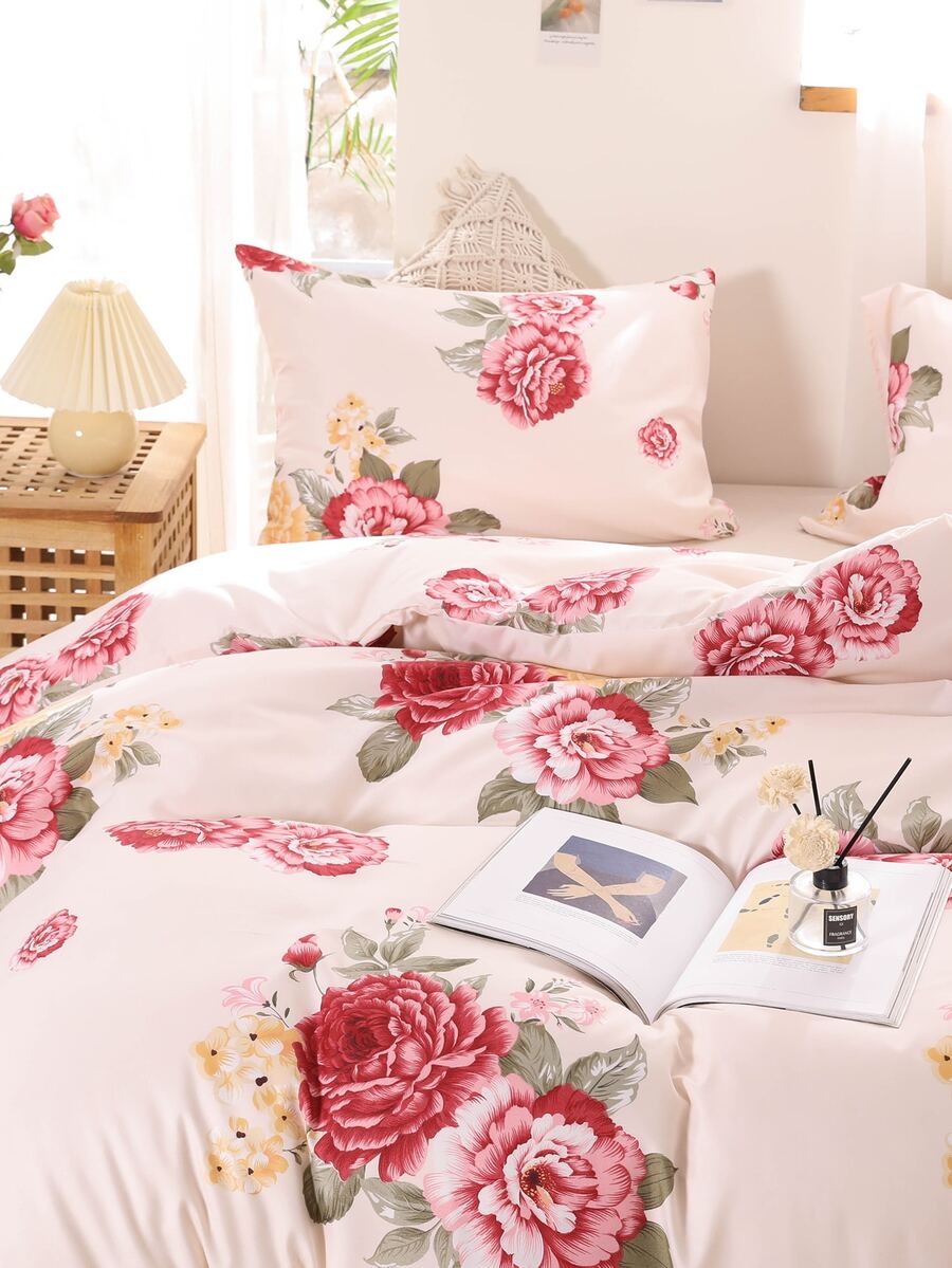 Flower Print Duvet Cover Set Without Filler | SHEIN UK
