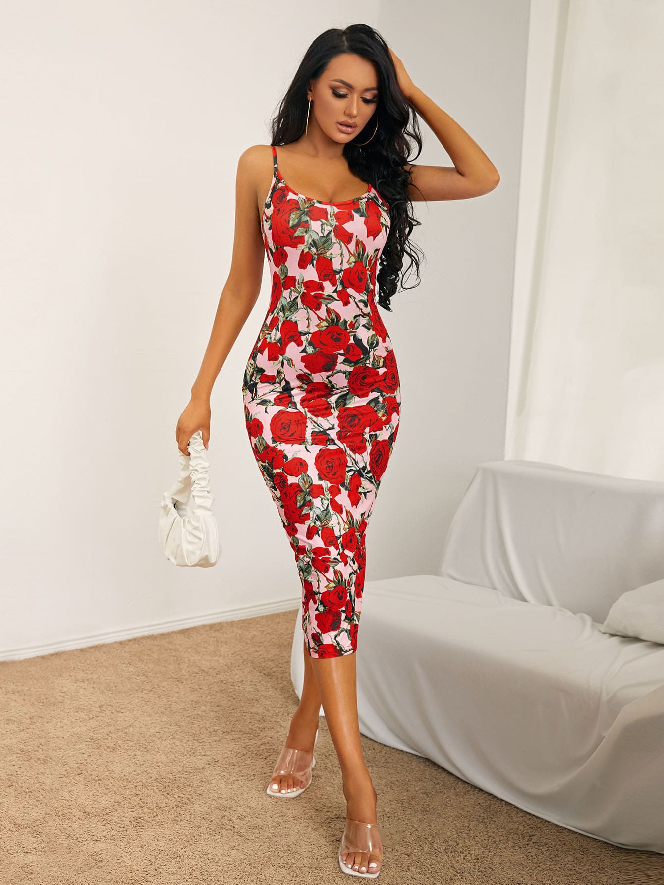 Shein Sxy Allover Floral Print Bodycon Dress Shein Usa