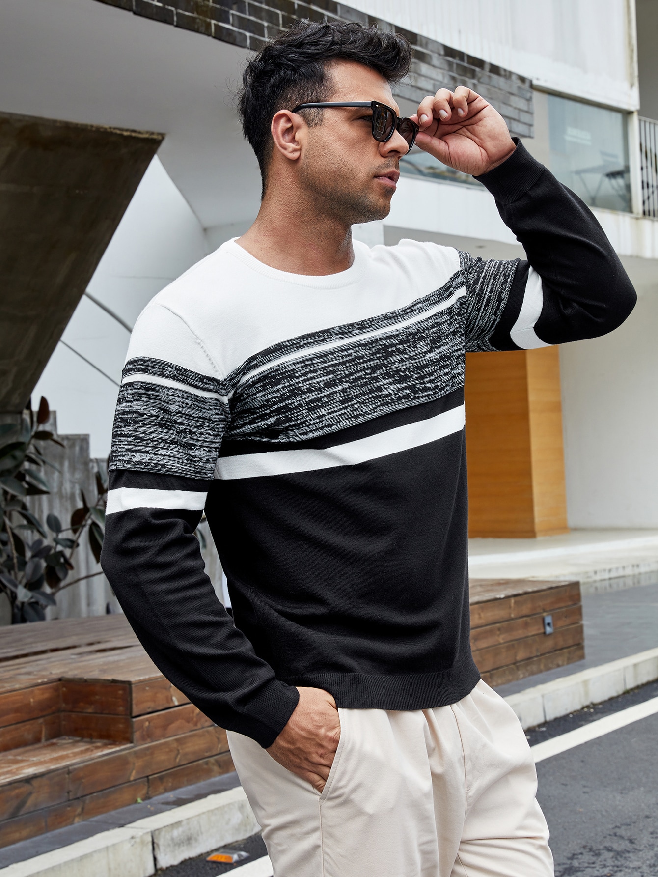 Extended Sizes Men Cut And Sew Sweater