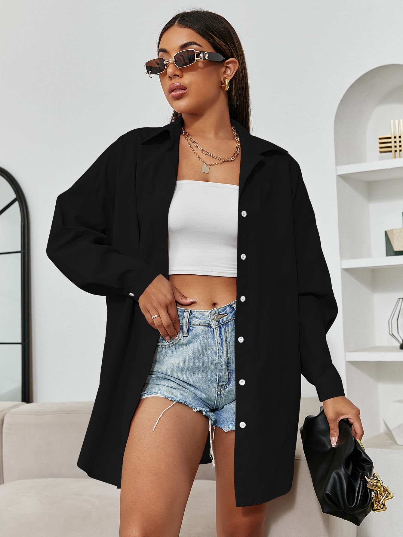 SHEIN Coolane Letter Graphic Drop Shoulder Shirt | SHEIN UK