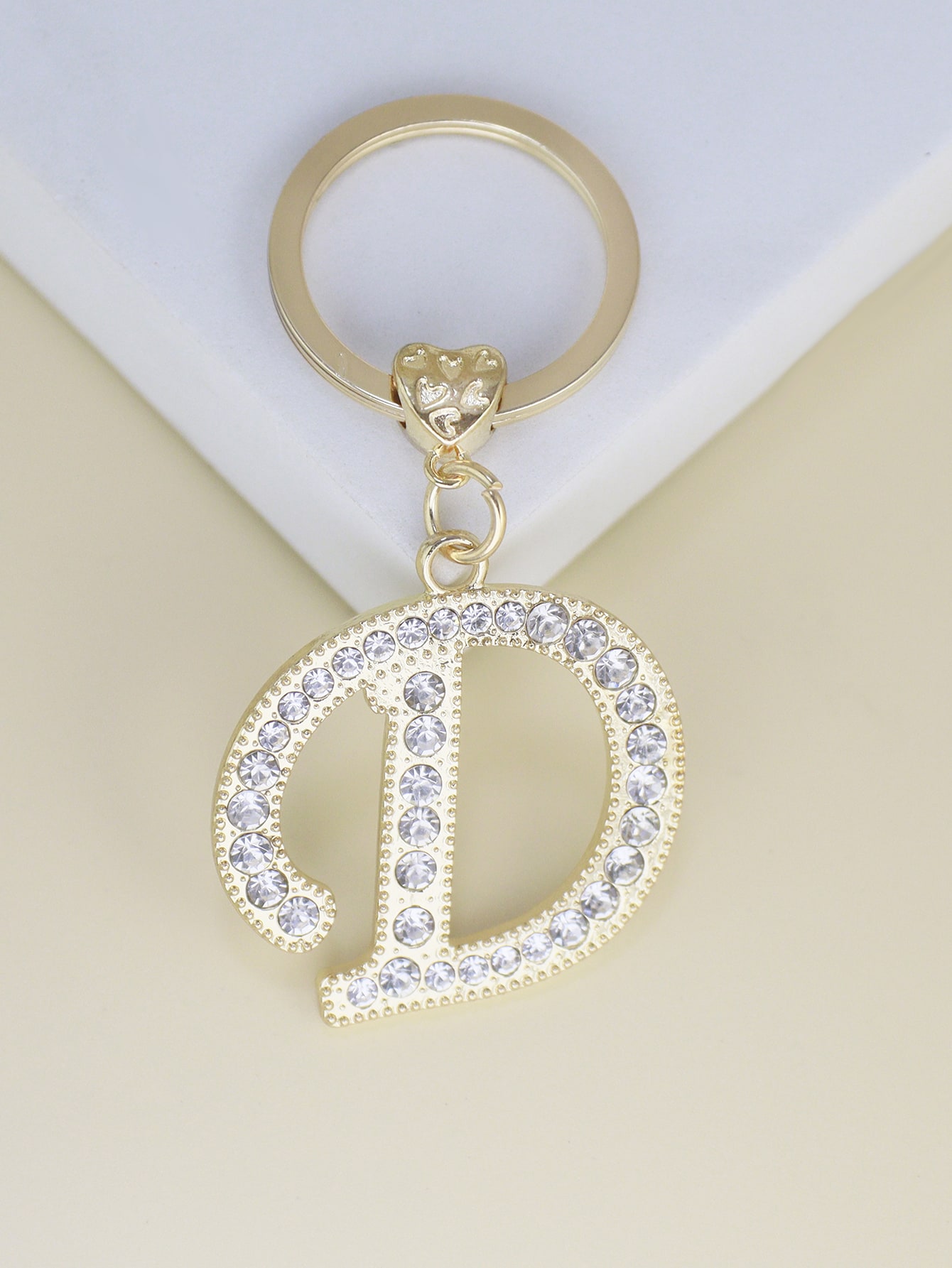 Rhinestone Letter Charm Keychain