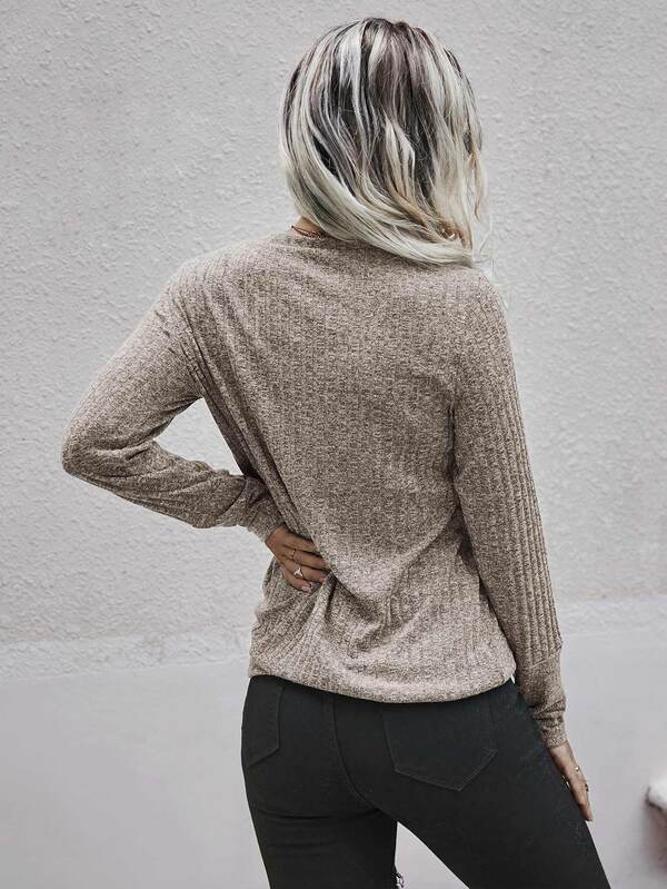 SHEIN LUNE Solid V Neck Tee | SHEIN USA