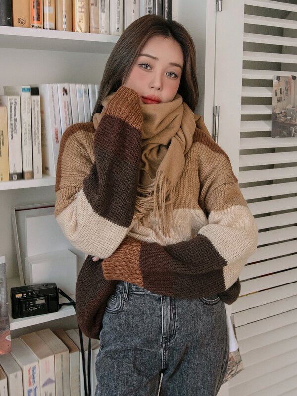 DAZY Colorblock Drop Shoulder Sweater | SHEIN USA