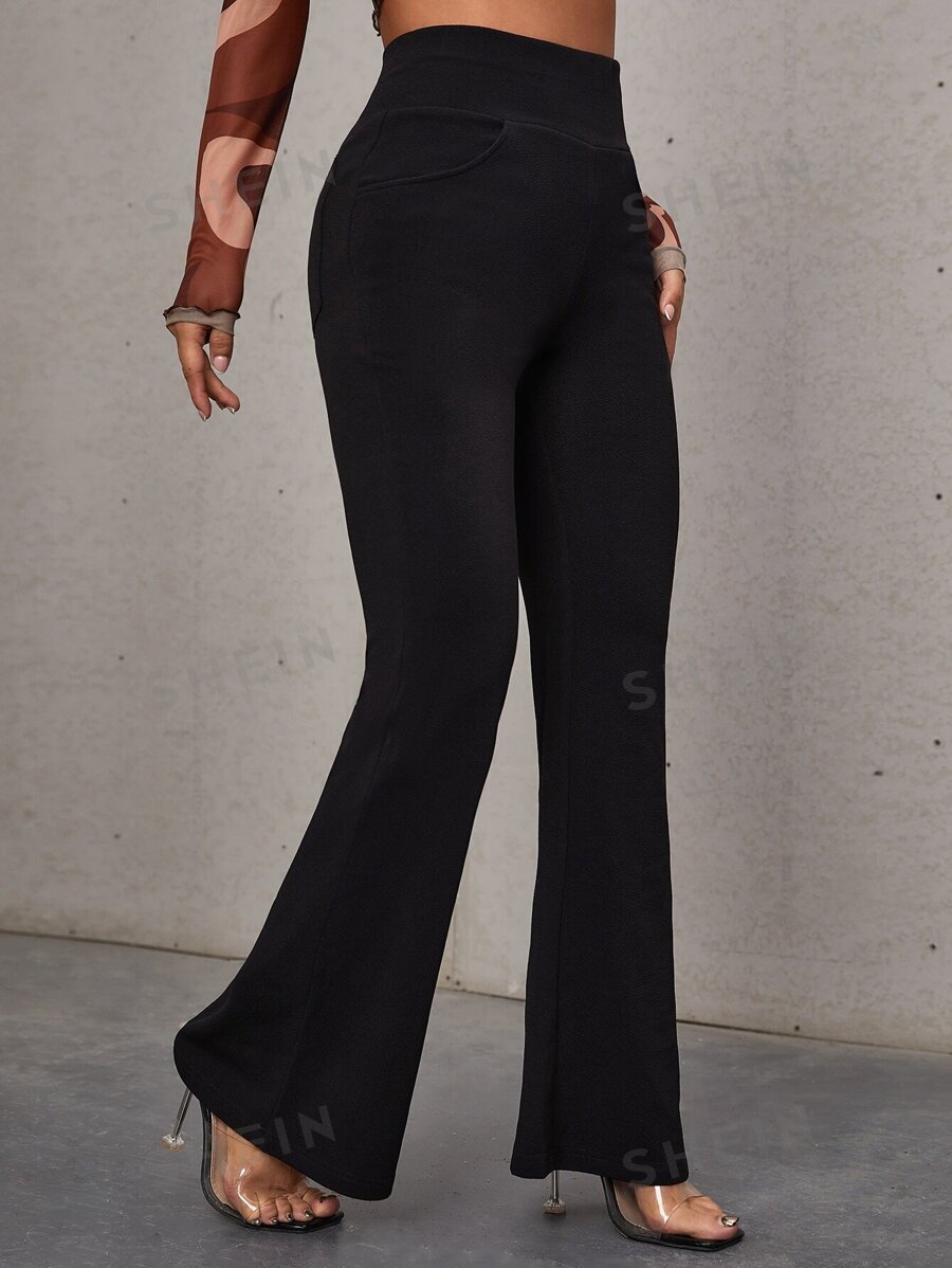 Shein Essnce High Waist Slant Pocket Flare Leg Pants Shein Usa