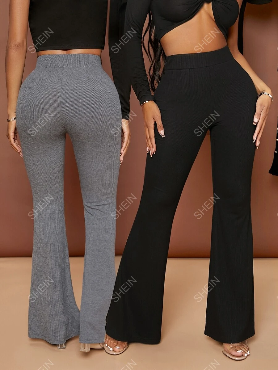 SHEIN SXY 2pcs High Waist Flare Leg Pants | SHEIN UK
