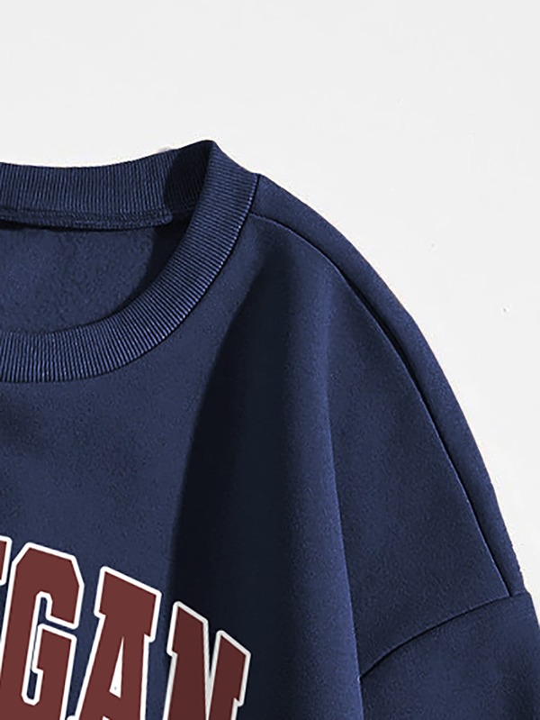 Shein Ezwear Letter And Eagle Print Sweatshirt Shein Uk