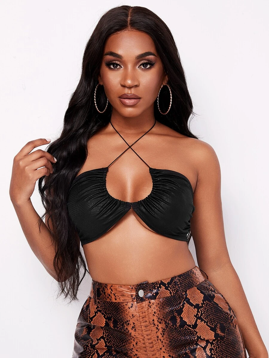 SHEIN Unity Criss Cross Super Crop Halter Top | SHEIN USA