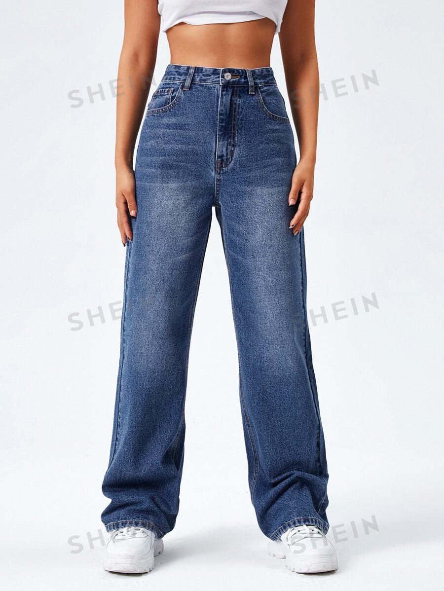 SHEIN High Waist Washed Boyfriend Jeans | SHEIN UK