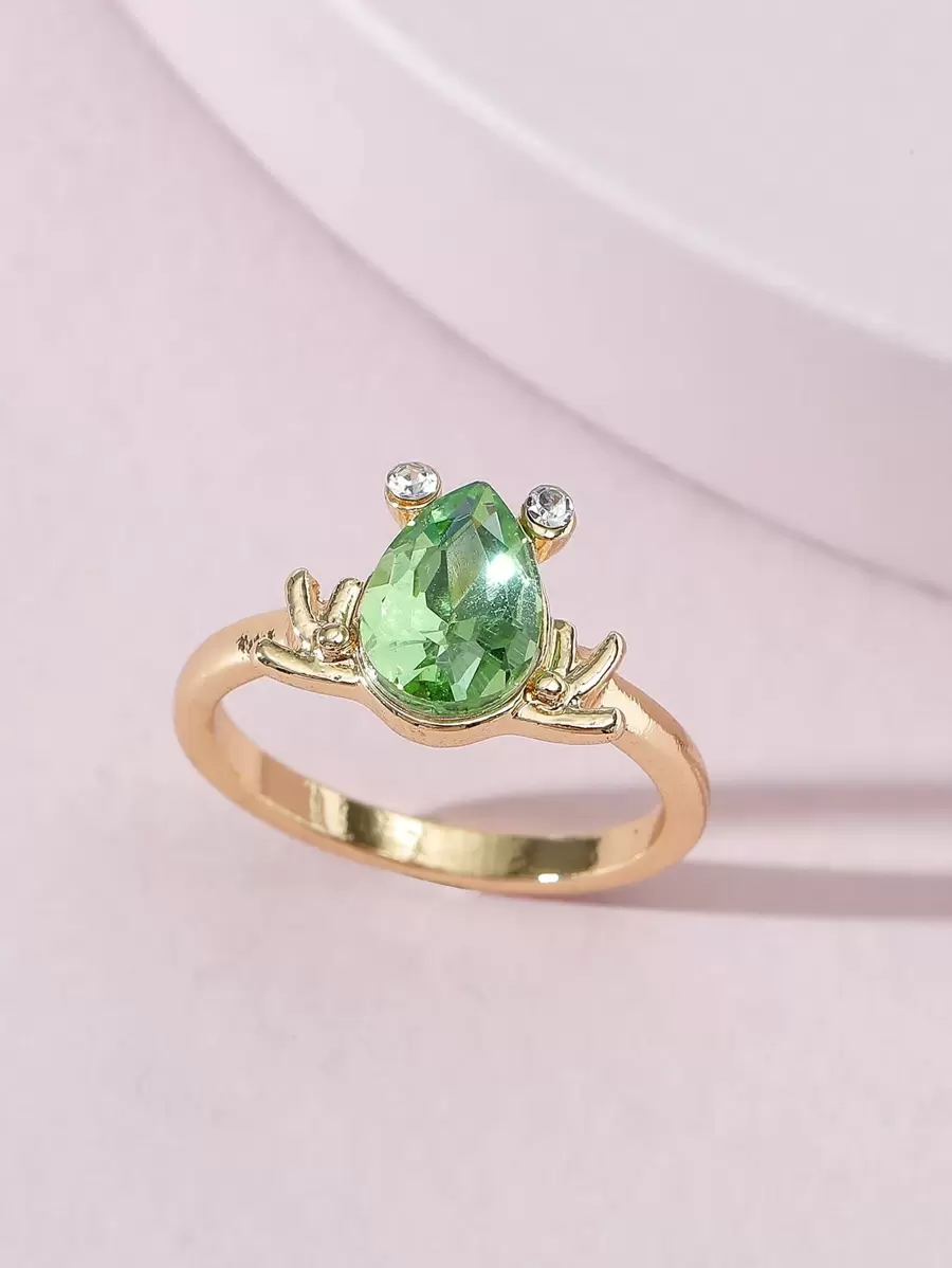 Rhinestone Frog Decor Ring | SHEIN USA