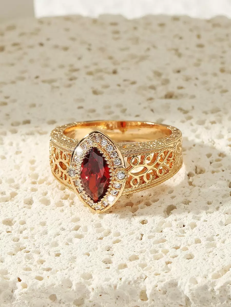 Cubic Zirconia Oval Decor Ring For Women For Party Banquet Wedding | SHEIN USA