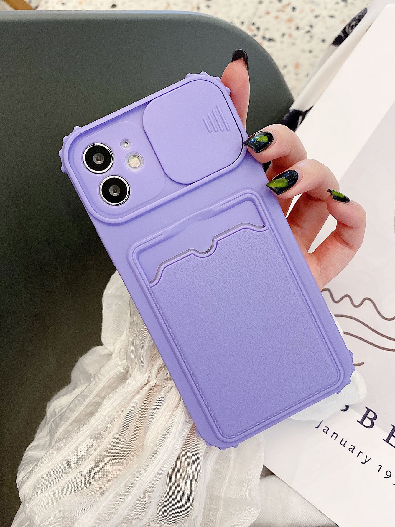 Slide Camera Cover Phone Case With Card Slot