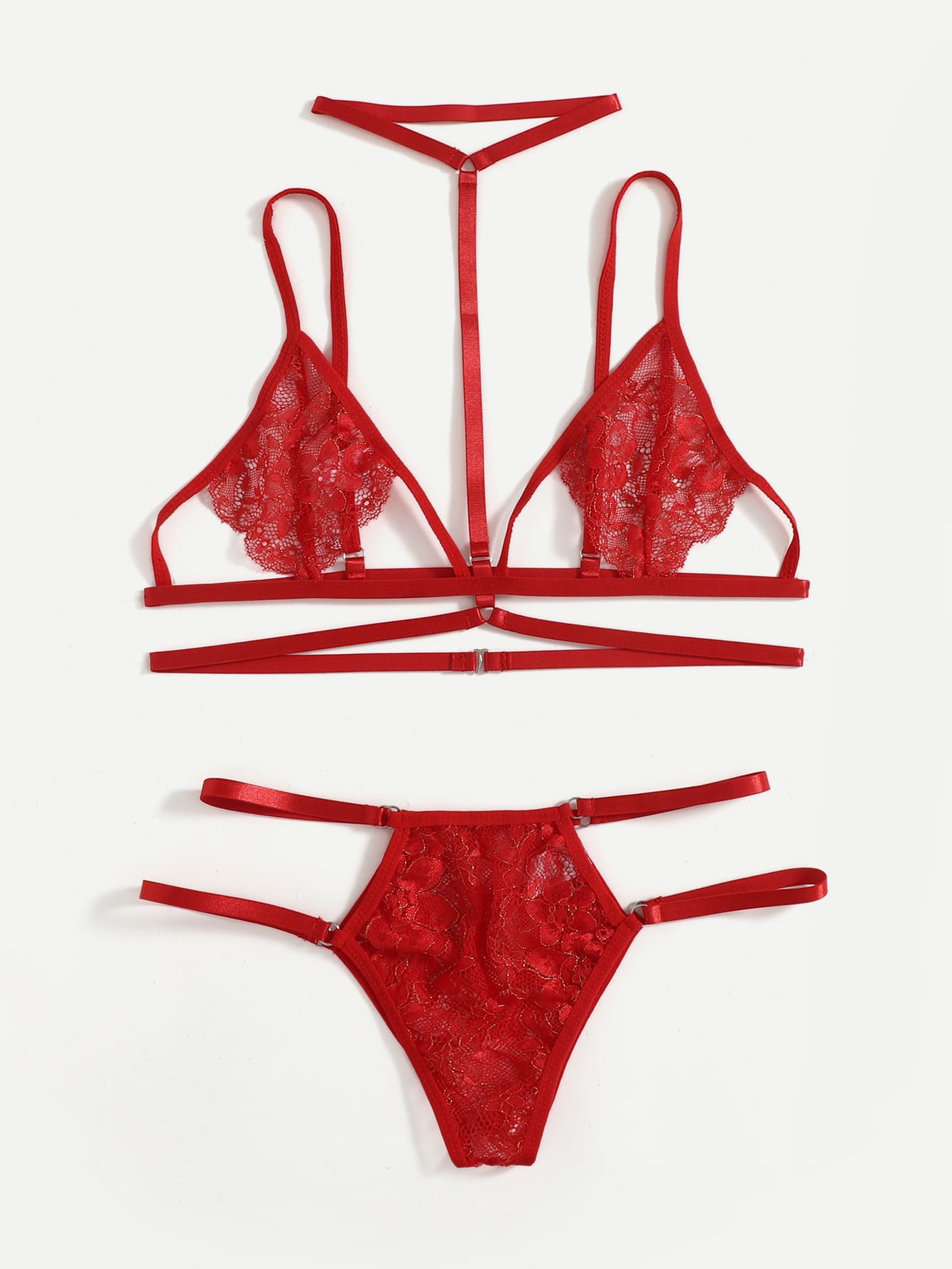 Contrast Lace Cut-out Lingerie Set | SHEIN USA