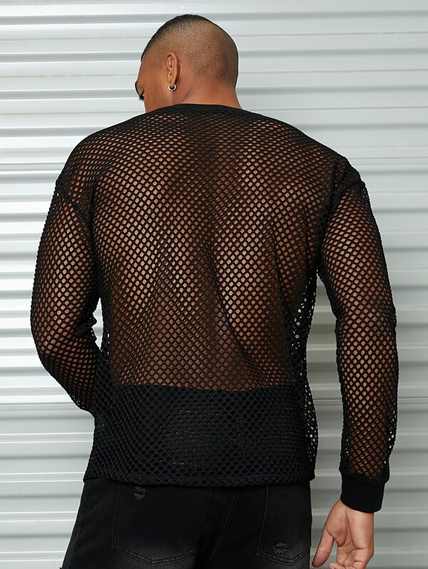 Manfinity Fever City Men See Through Mesh Tee | SHEIN USA