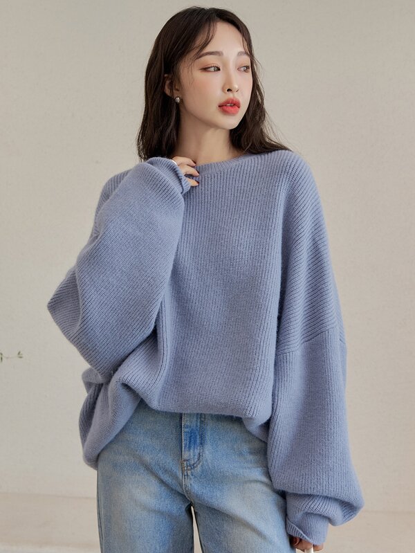 Dazy Solid Drop Shoulder Oversized Sweater Shein Usa