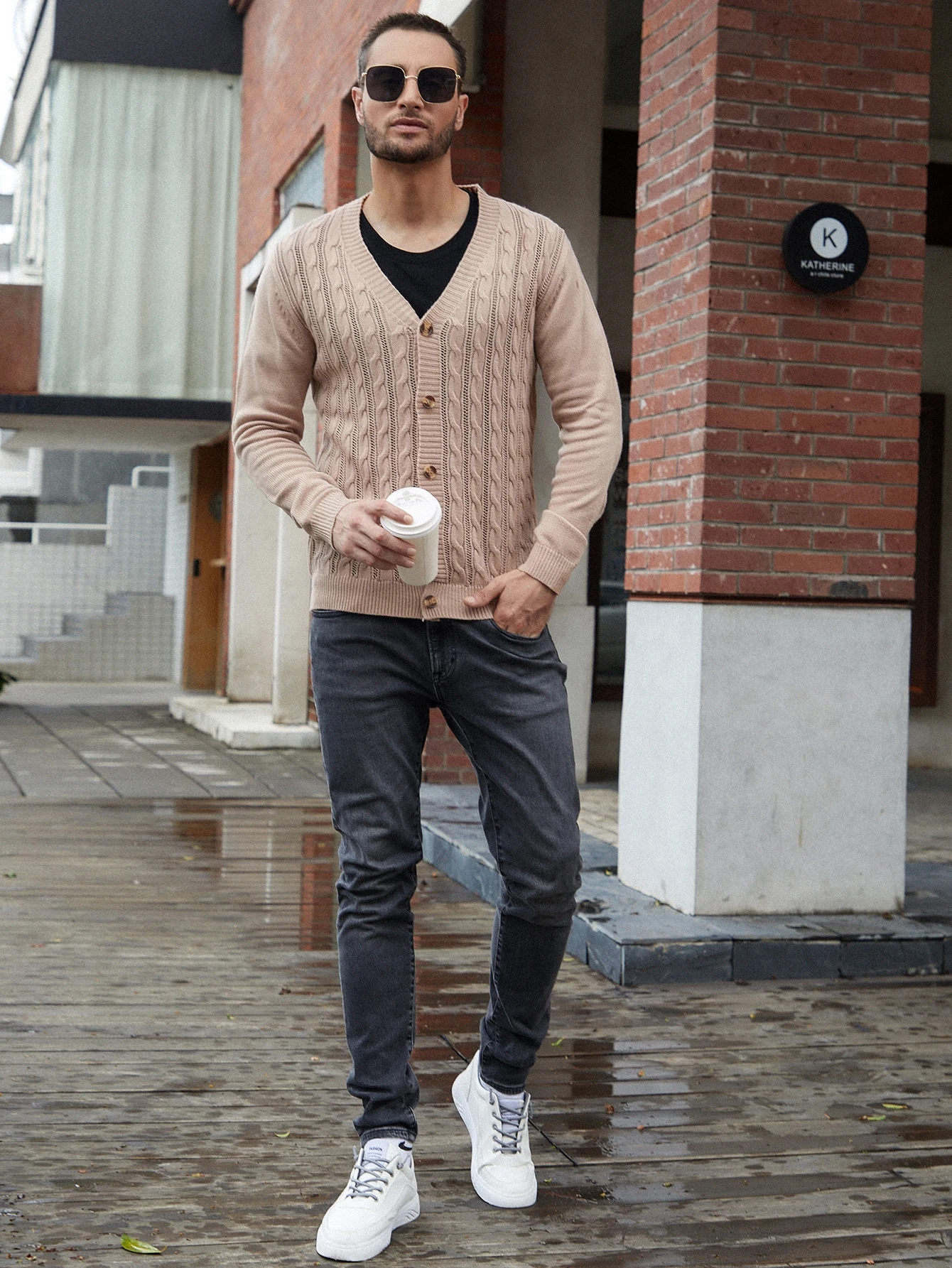 Manfinity Men Pointelle & Cable Knit Cardigan | SHEIN USA