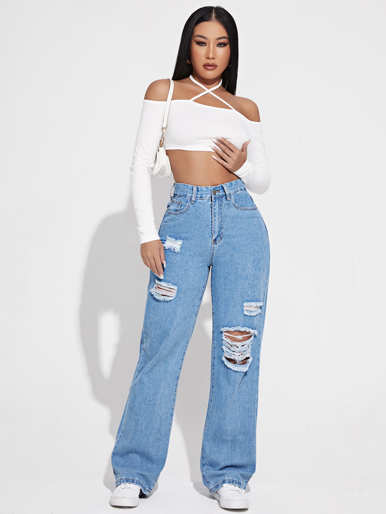 SHEIN High Waist Ripped Jeans | SHEIN USA