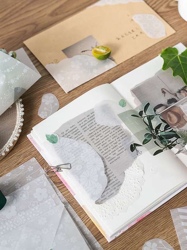 8pcs/set Random Simple Background Writing Paper For Journal Decoration ...