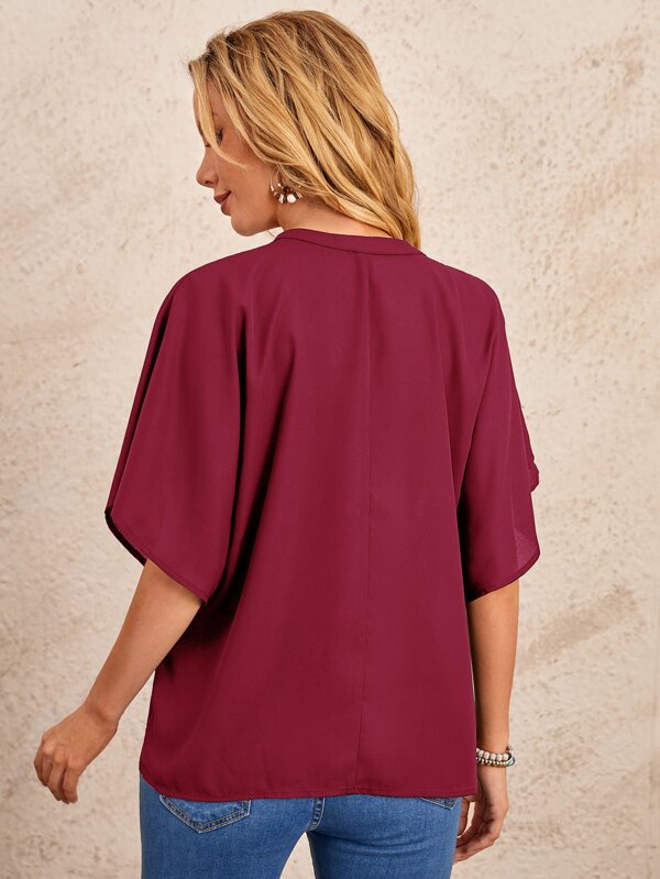 EMERY ROSE Notch Neck Solid Top | SHEIN USA