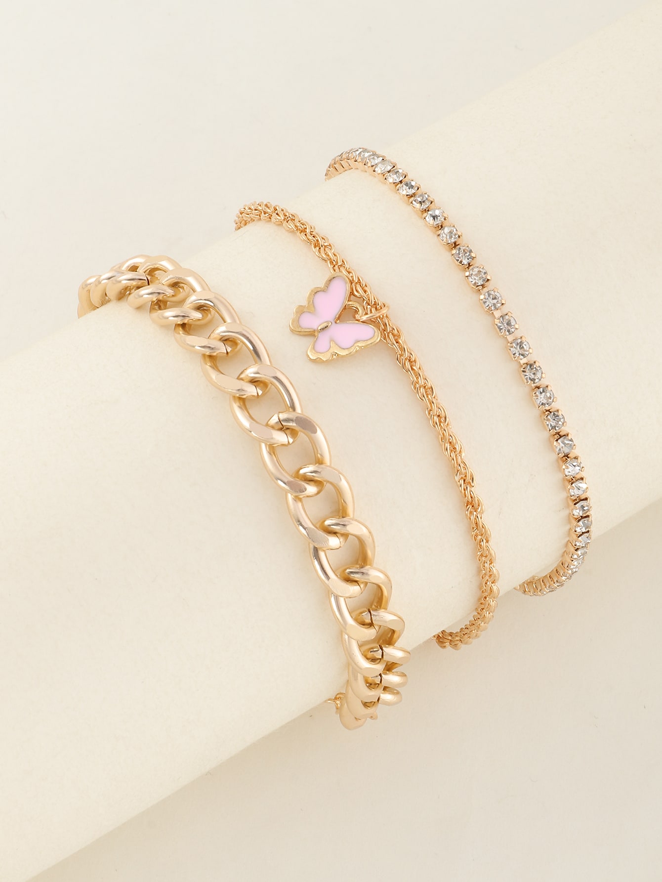 3pcs Girls Butterfly Charm Bracelet