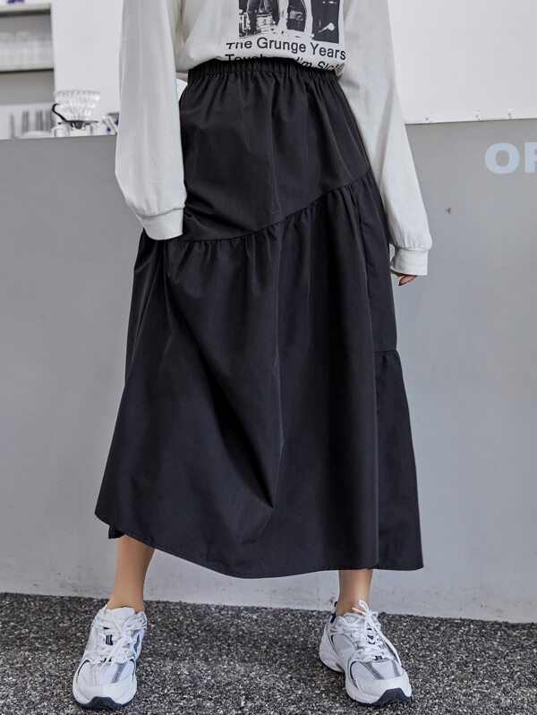 DAZY Solid Ruffle Hem Skirt | SHEIN UK