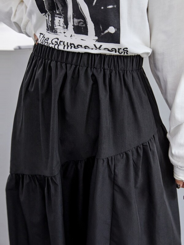 DAZY Solid Ruffle Hem Skirt | SHEIN UK