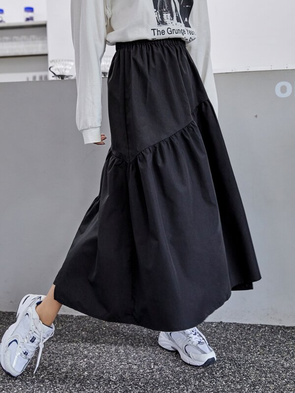 DAZY Solid Ruffle Hem Skirt | SHEIN UK