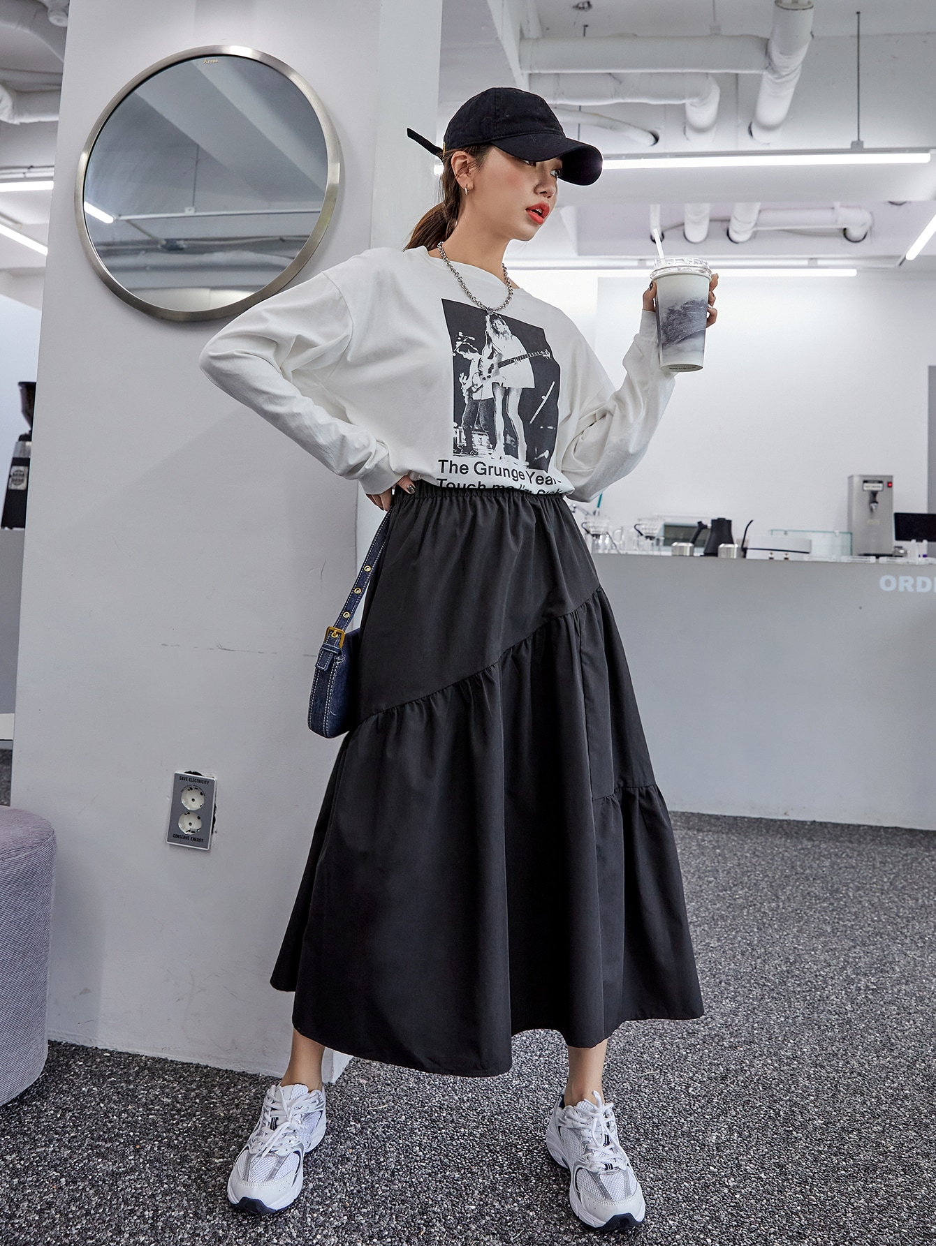 DAZY Solid Ruffle Hem Skirt | SHEIN UK