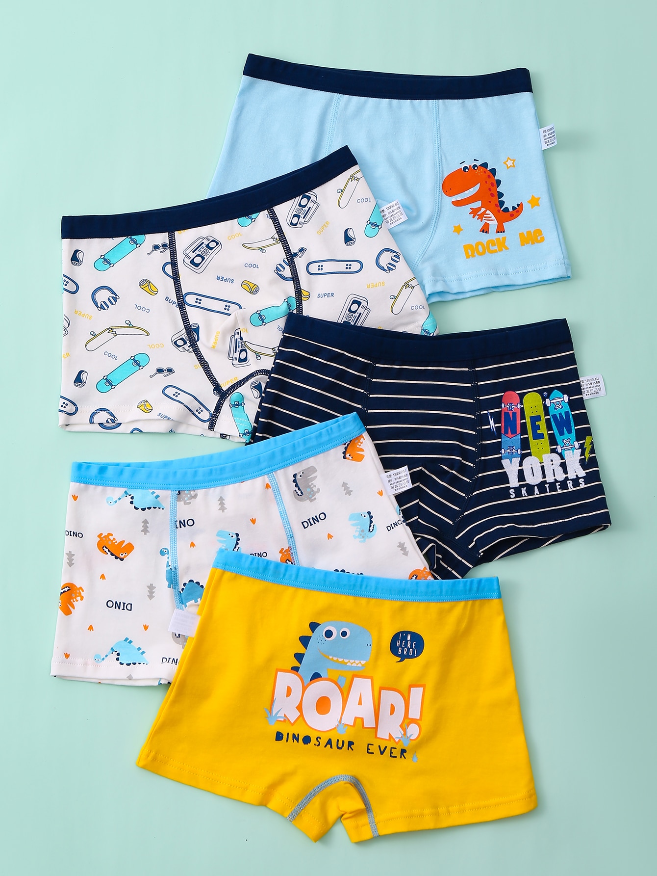 Boys 5pcs Cartoon Print Underwear