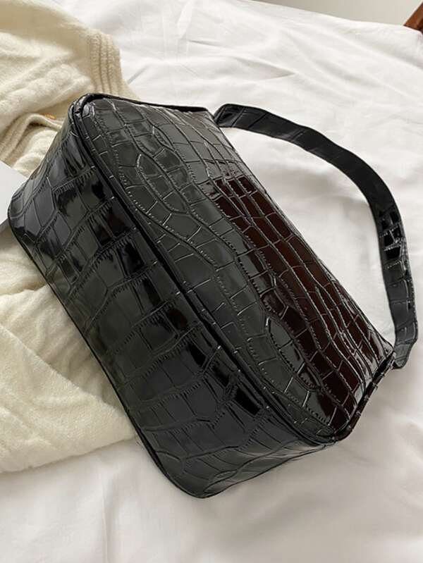 Croc Embossed Baguette Bag | SHEIN USA