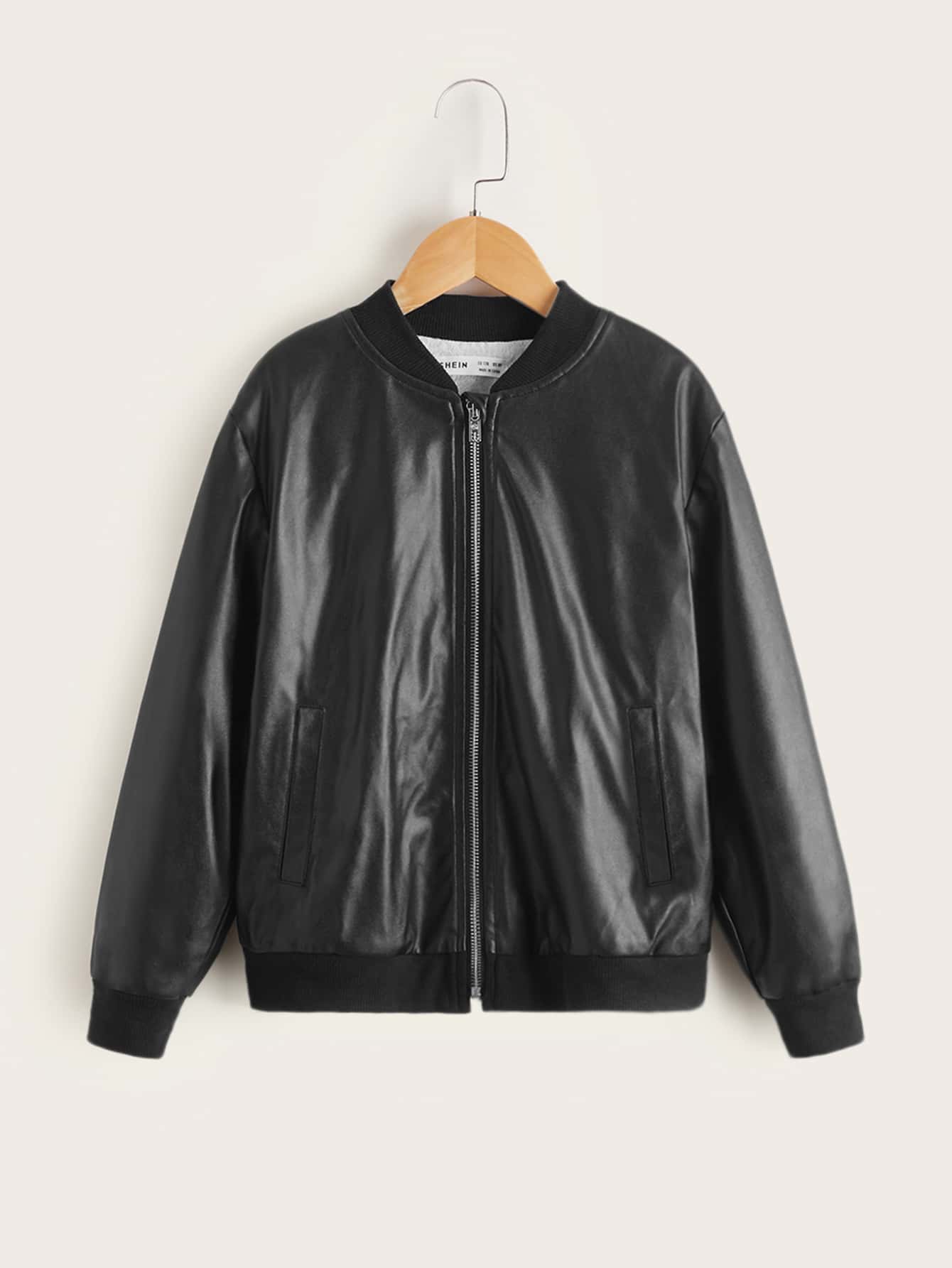 SHEIN Tween Boy Zip Up PU Leather Bomber Jacket | SHEIN USA