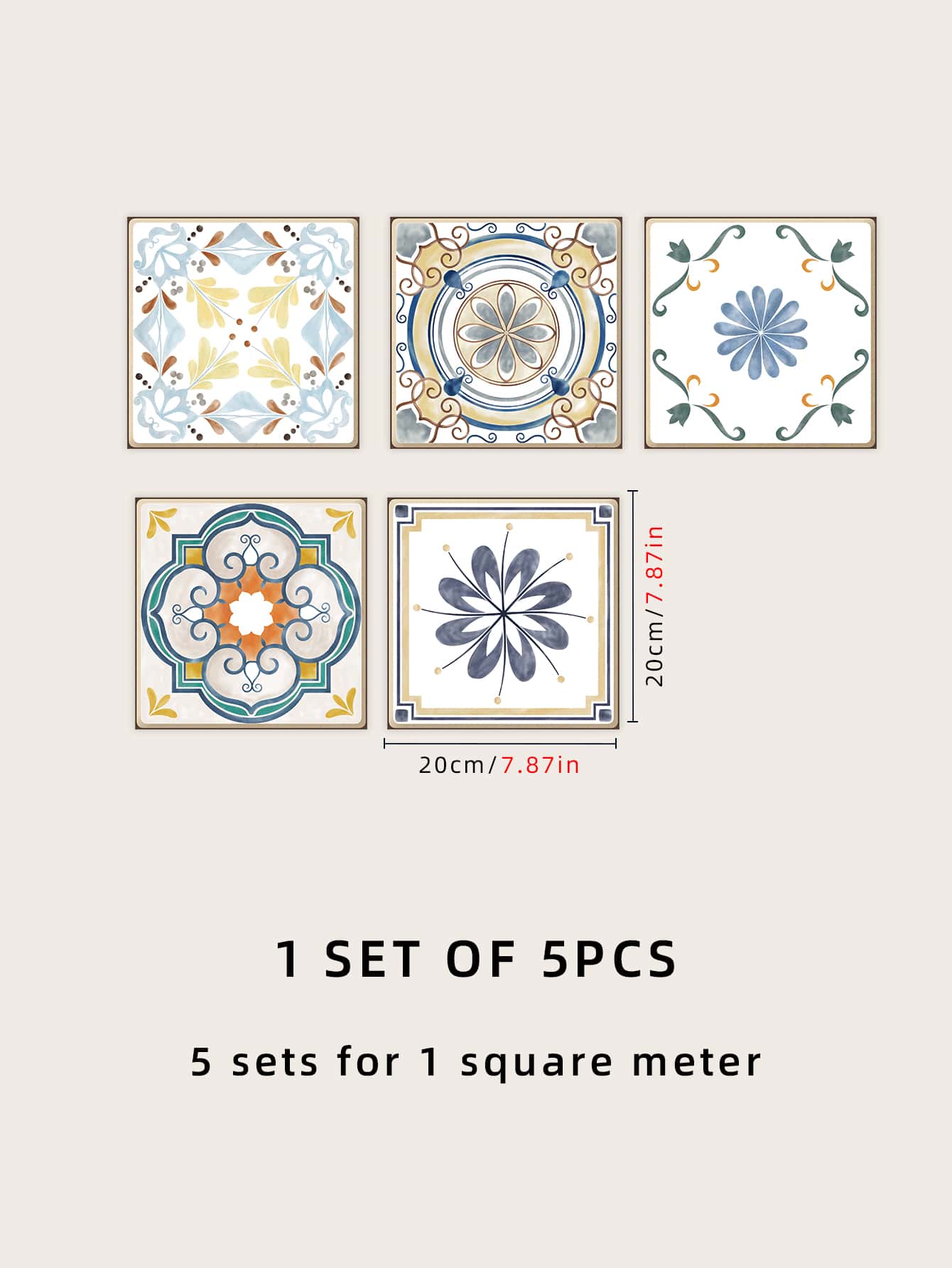 5pcs Floral Pattern PVC Floor Sticker,Waterproof Removable Peel And ...