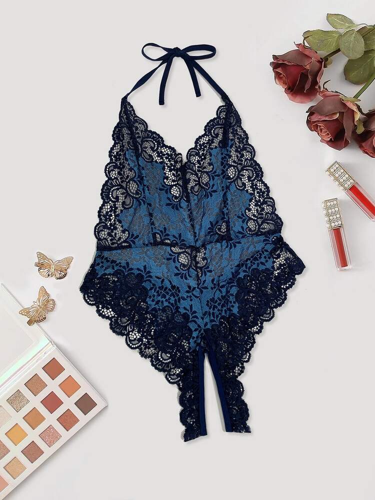 Floral Lace Backless Teddy Bodysuit | SHEIN