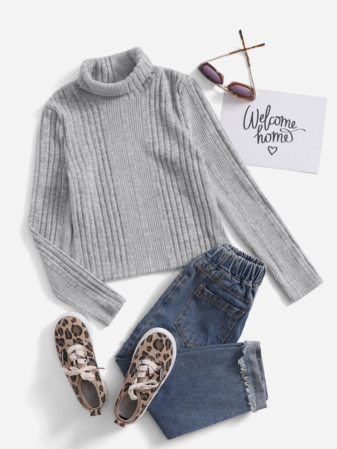 SHEIN Tween Girl Solid Rib-Knit T-Shirt | SHEIN USA